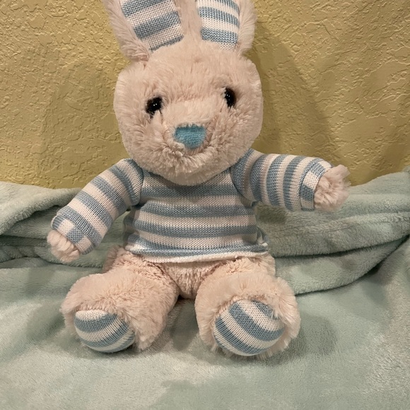 Goffa | Toys | Goffa Cream Plush Bunny Lovey Soft Blue Stripes | Poshmark